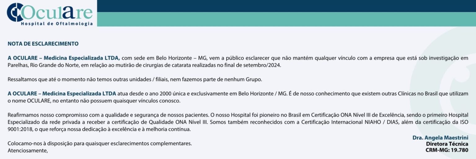 Oculare – Hospital de Oftalmologia – Belo Horizonte – MG